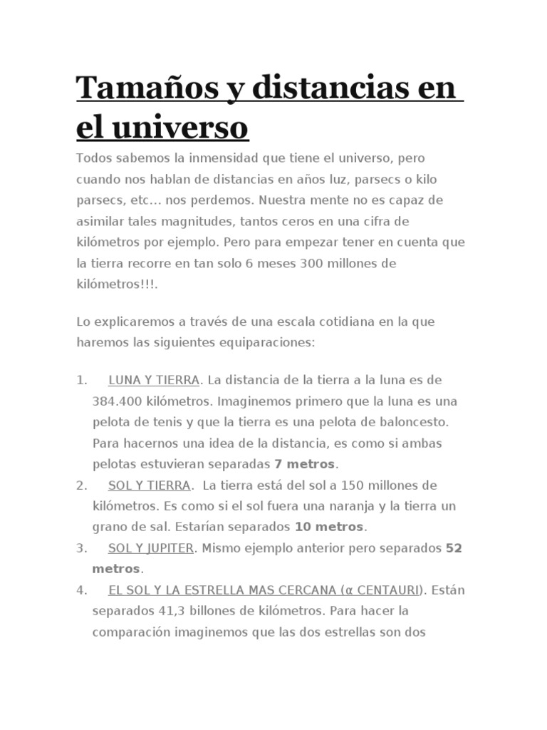 Tamaños y Distancias en El Universo | PDF | Galaxia | Vía láctea