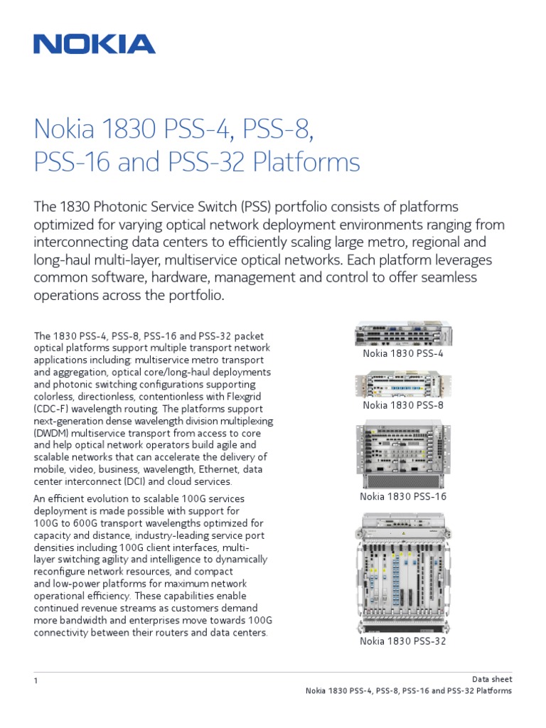 Nokia 1830 Pss 4 Pss 8 Pss 16 And Pss 32 Platforms Wavelength