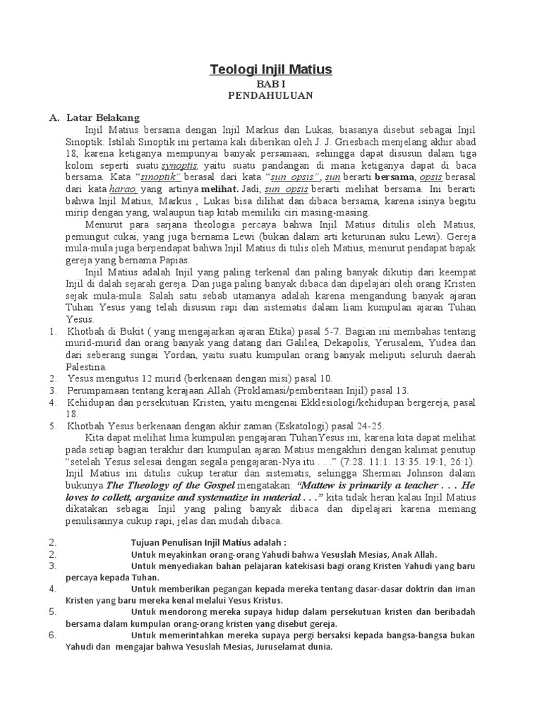 Eklesiologi Eklesiologi Matius, Teologi PB | PDF