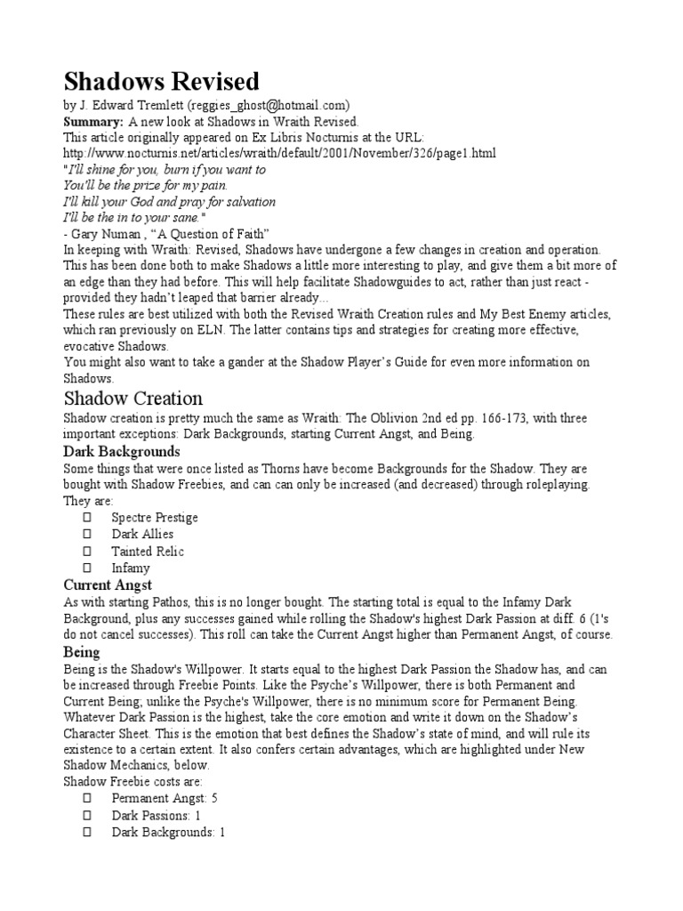 Shadows Revised | PDF | Self Control | Self-Management