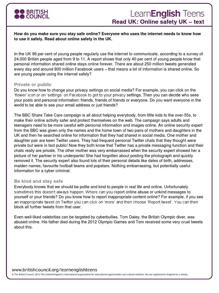 Extra Reading Activity | PDF | Internet Privacy | Social Media