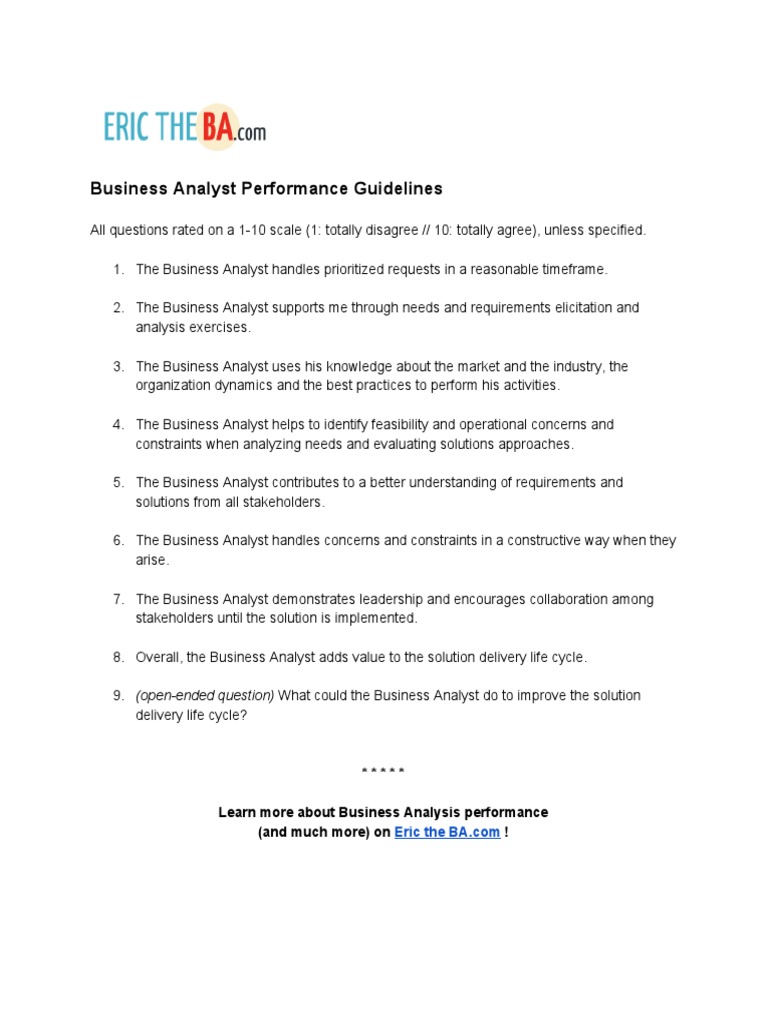 BA Performance Guidelines | PDF