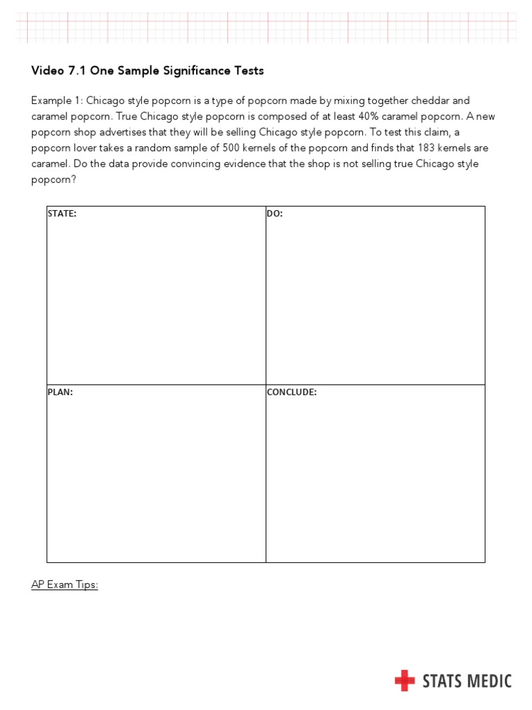 7.1 One Sample Significance Tests | PDF