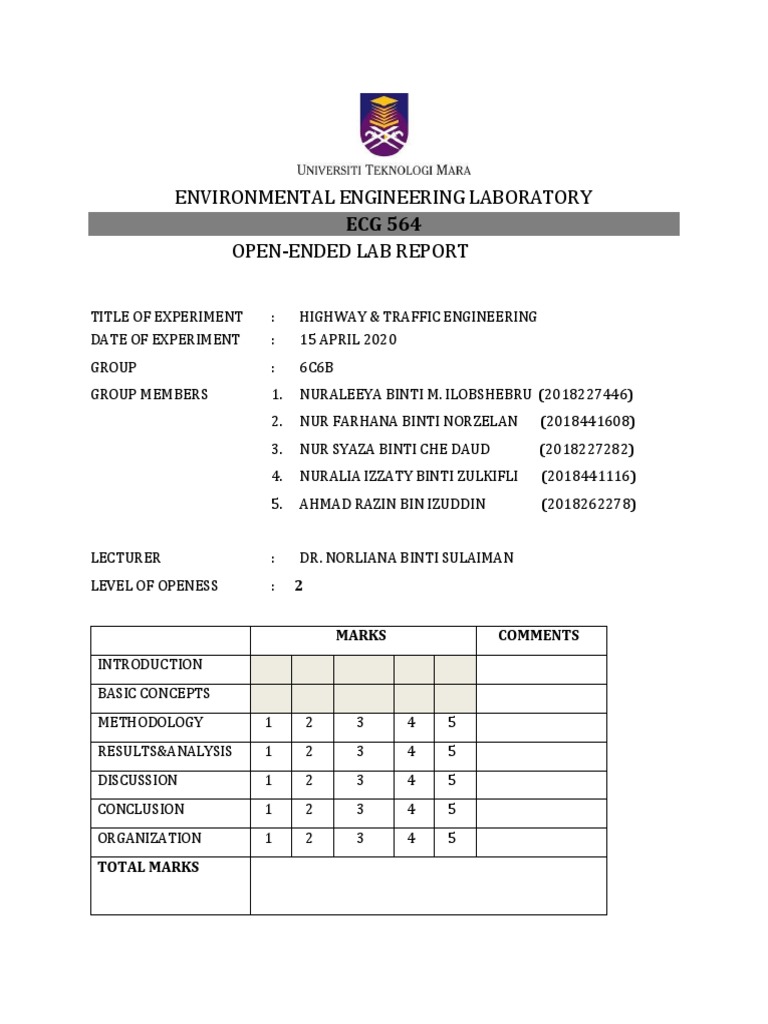 Highway Traffic Engineering Lab Report Pdf Traffic Vehicles