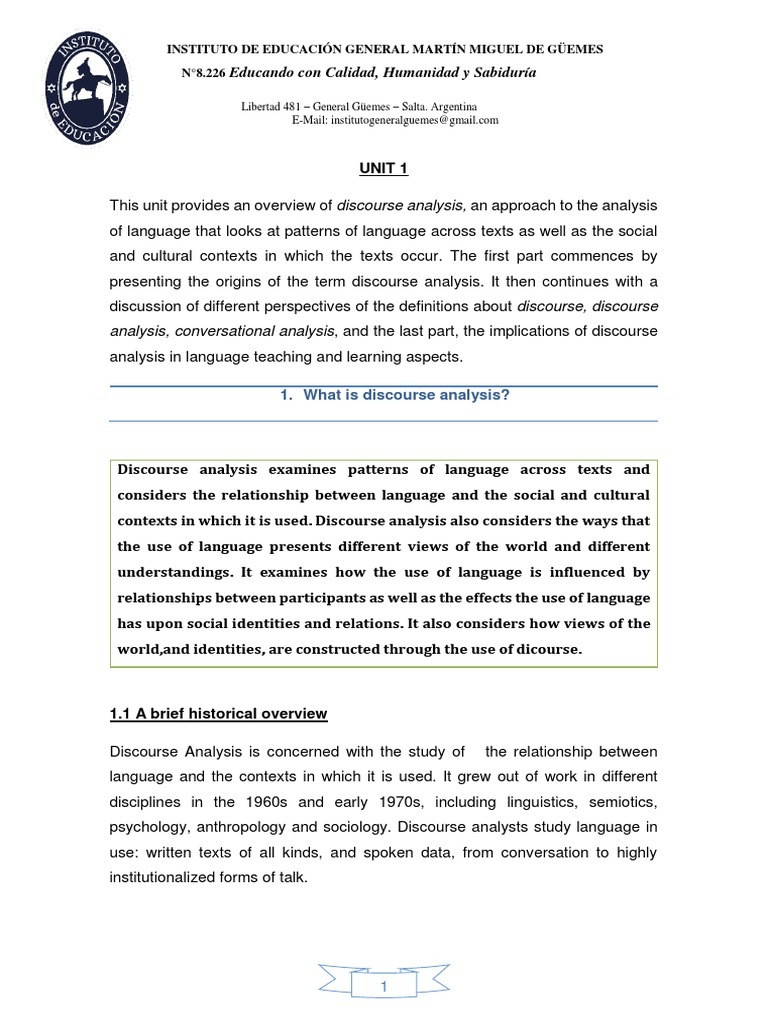 Analysis, Conversational Analysis, and The Last Part, The Implications of Discourse | PDF ...