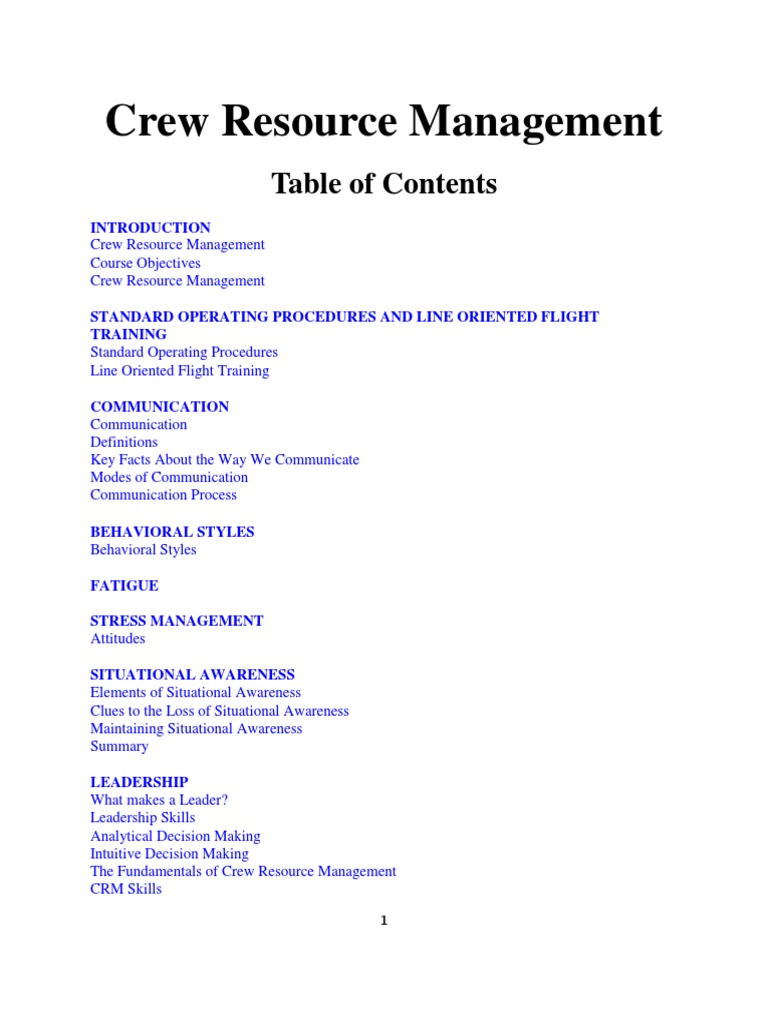 Crew Resource Management | PDF | Aviation | Psychological Concepts