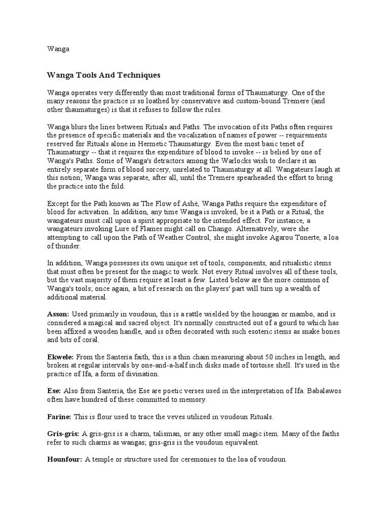 Wanga Tools And Techniques For Magic | PDF | Haitian Vodou | Religion ...
