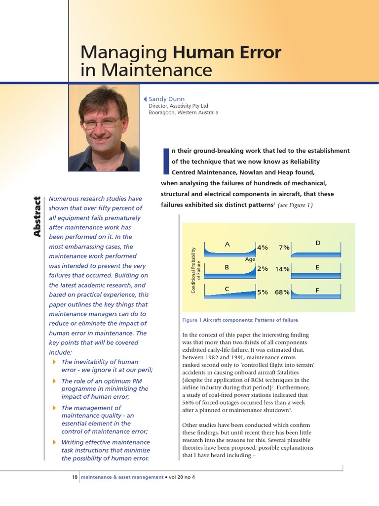 Managing Human Error in Maintenance: Sandy Dunn | PDF | Error | Risk
