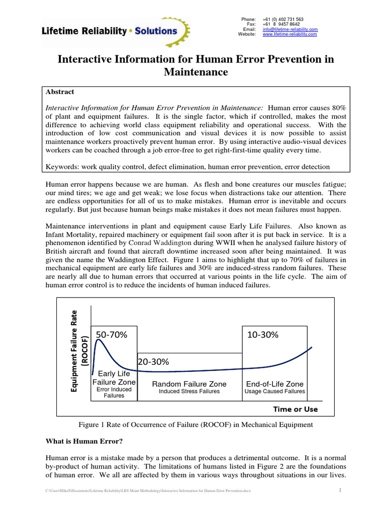 Interactive Information For Human Error Prevention in Maintenance | PDF ...