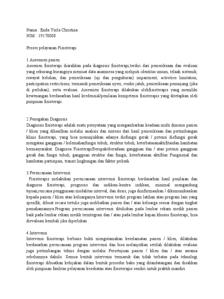 Proses Pelayanan Fisioterapi | PDF | Pengembangan Diri