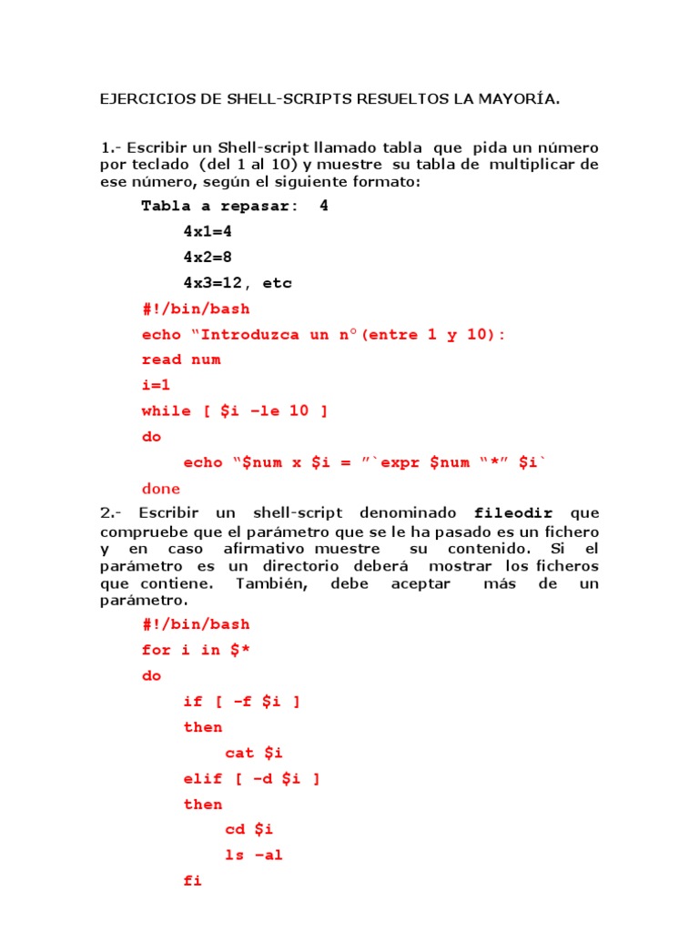 Ejercicios Resueltos de Shell Scripts | PDF | Sistema de archivos | Archivo de computadora