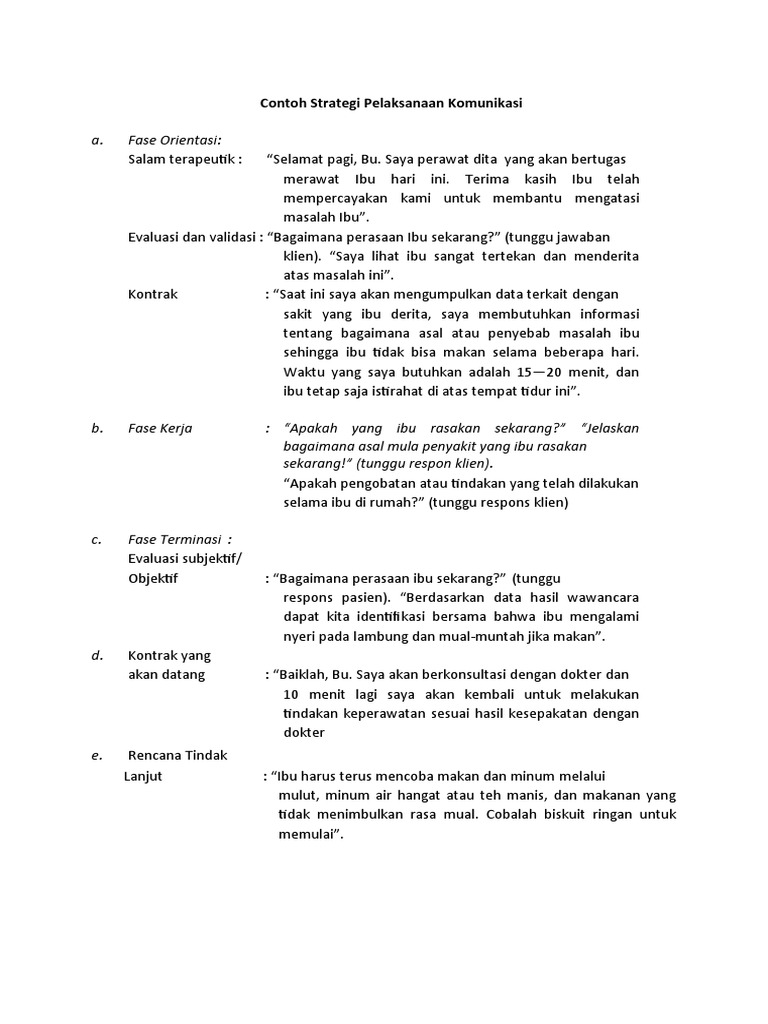 Contoh Strategi Pelaksanaan Komunikasi Pdf