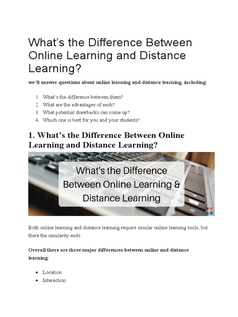What's The Difference Between Online Learning and Distance Learning ...