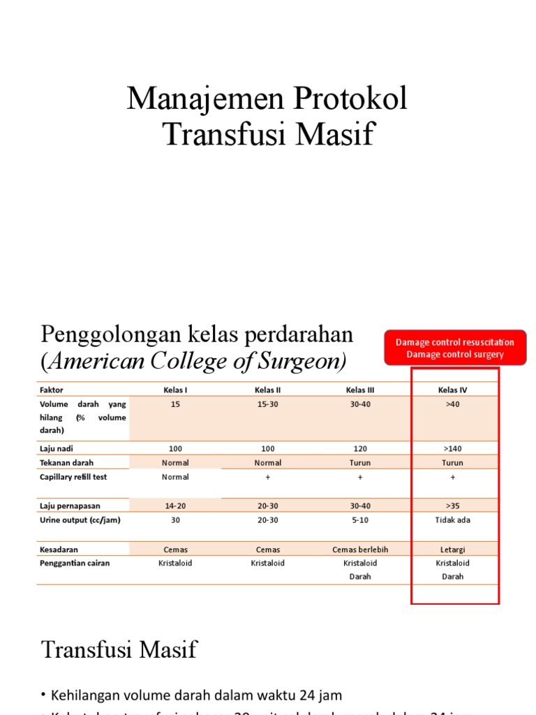 Manajemen Protokol Transfusi Masif | PDF