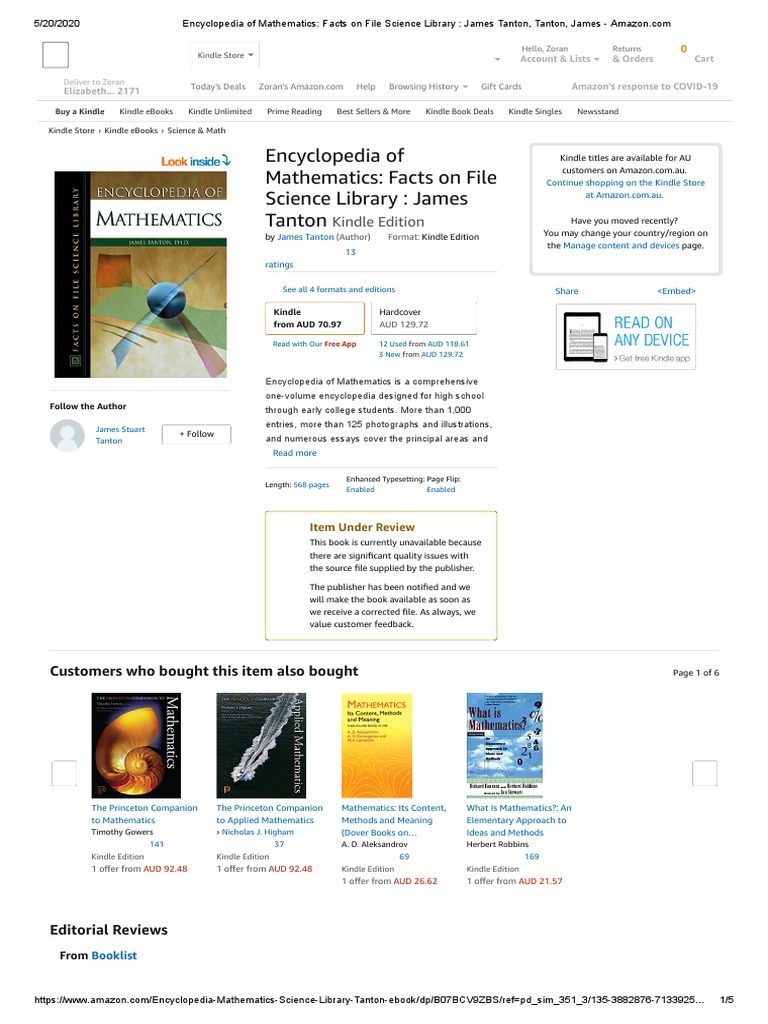 Encyclopedia of Mathematics - Facts On File Science Library - James ...