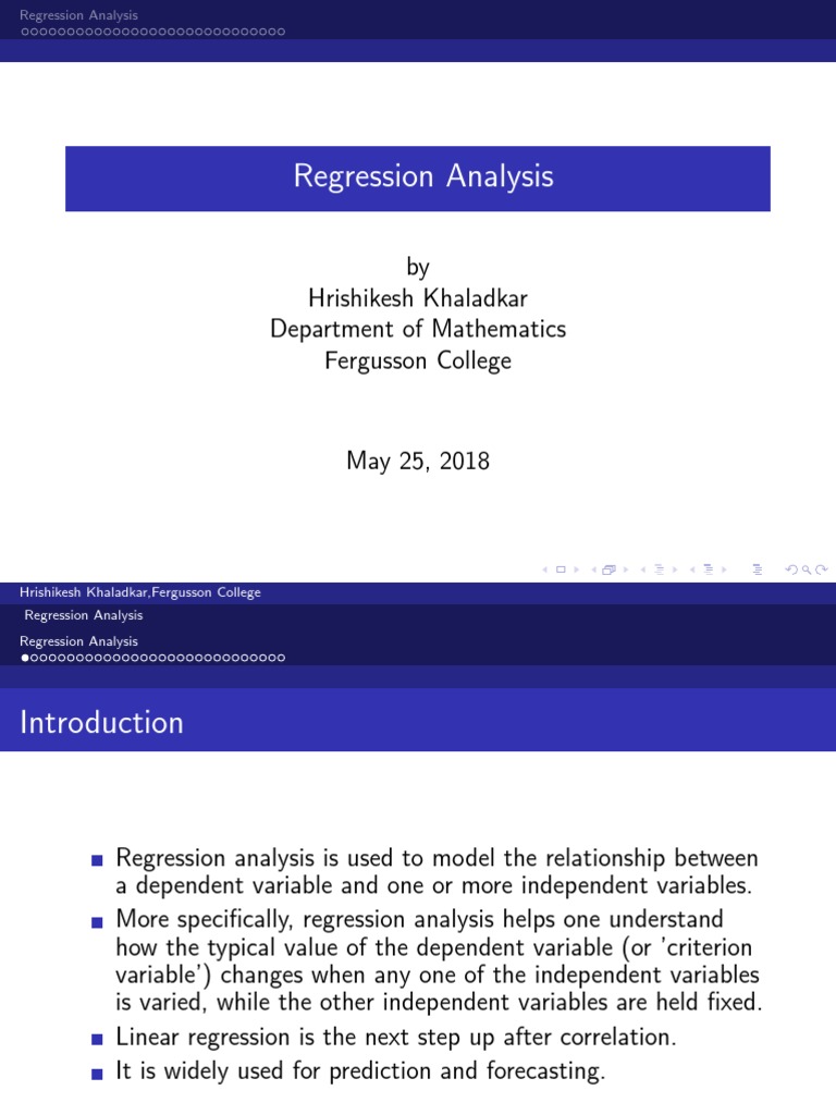 Regression (Hrishikesh) | PDF | Regression Analysis | Errors And Residuals