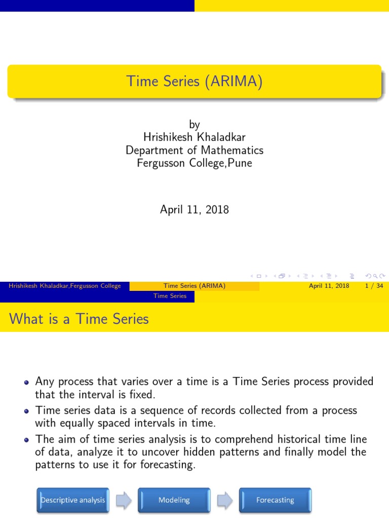 Time Series (ARIMA) : by Hrishikesh Khaladkar Department of Mathematics ...
