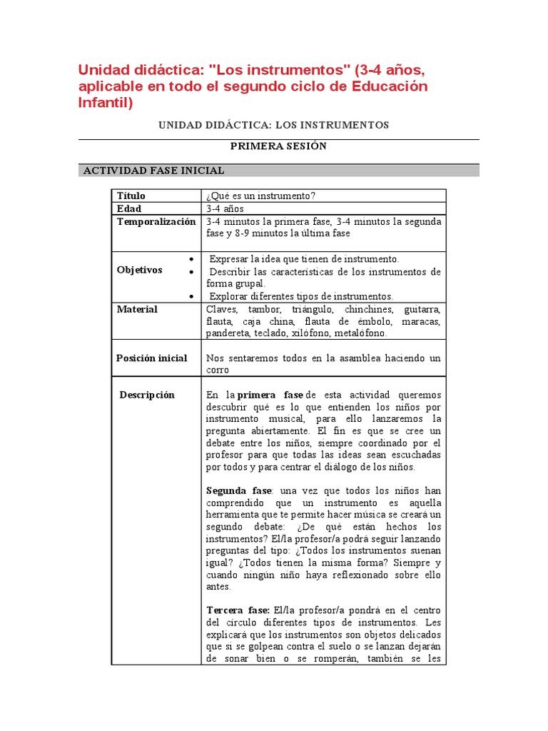 Actividades para Trabajar Los Instrumentos | PDF | Instrumentos ...