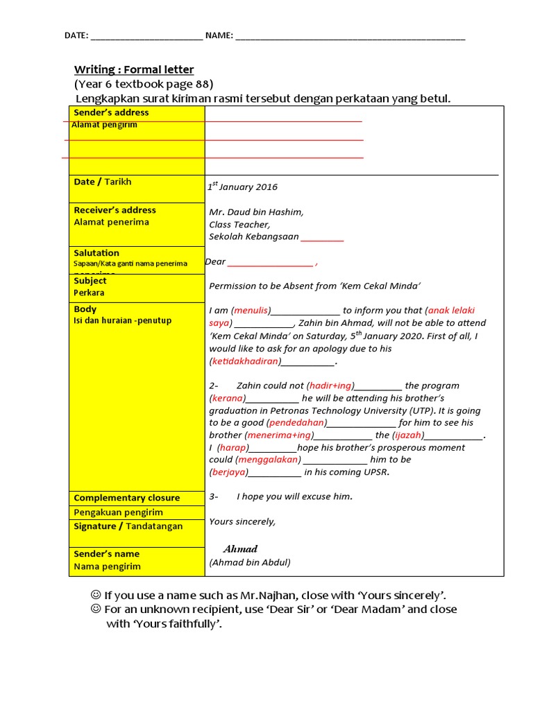Writing Formal Informal Letter 6IK 14 APRIL 2020 | PDF | Lexicology ...