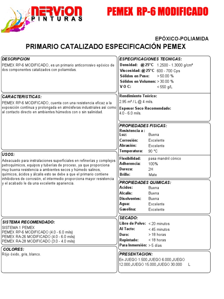 Pemex RP-6 Mod PDF | PDF | Química | Materiales