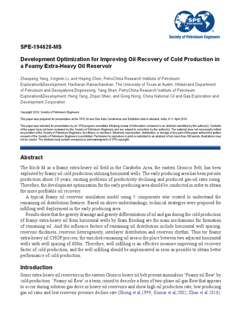 SPE-194628-MS Development Optimization For Improving Oil Recovery of ...