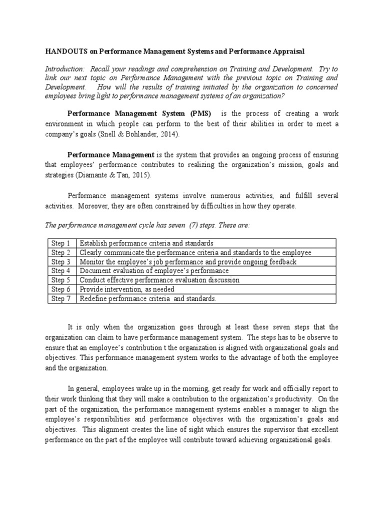 HANDOUTS 2 Performance Management | PDF | Performance Management ...