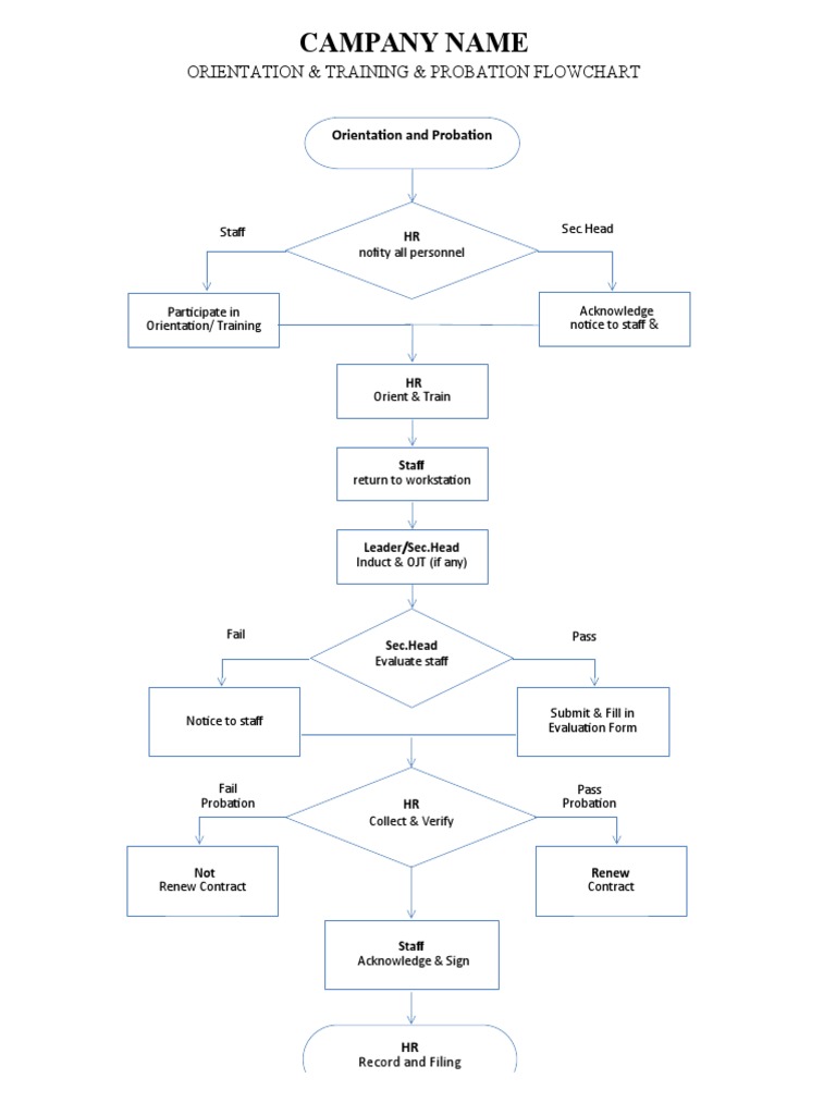 Campany Name: Orientation & Training & Probation Flowchart | PDF
