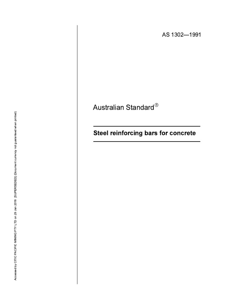 AS 1302-1991 Steel Reinforcing Bars For Concrete | PDF