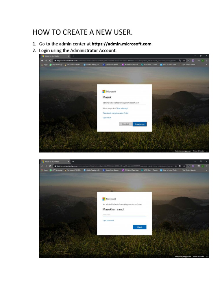 How To Create A New User Microsoft Office 365 | PDF