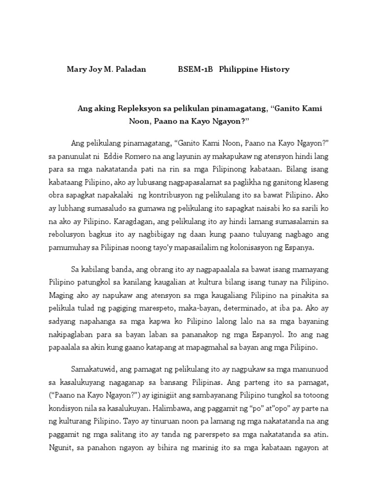 Reflection PH History | PDF