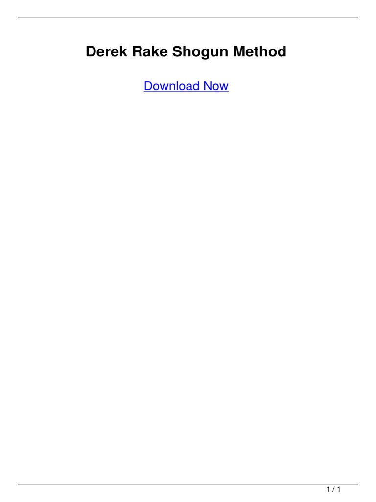 Derek Rake Shogun Method PDF | PDF