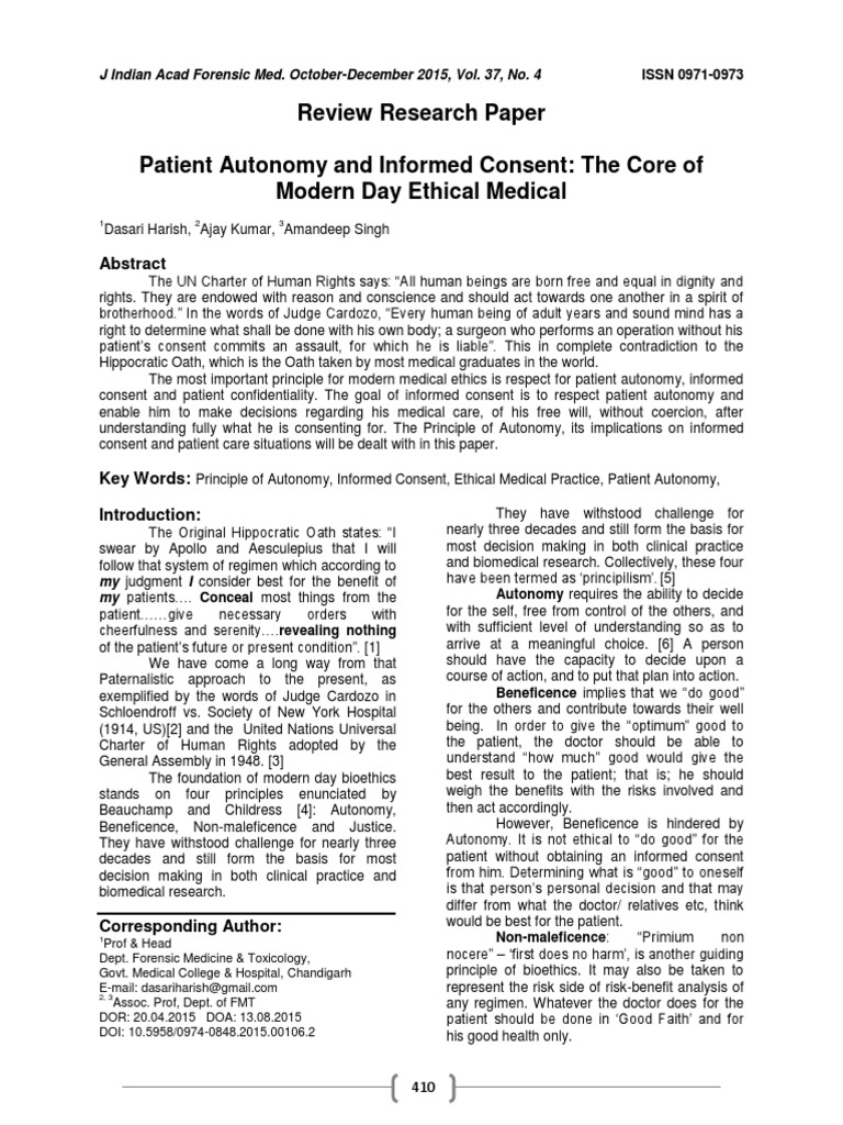 Jalt 15 I 4 P 410 | PDF | Autonomy | Informed Consent