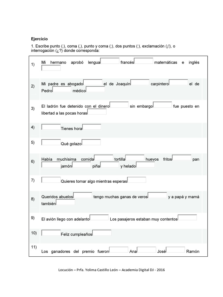 Ejercicios de Puntuación para Primaria | PDF