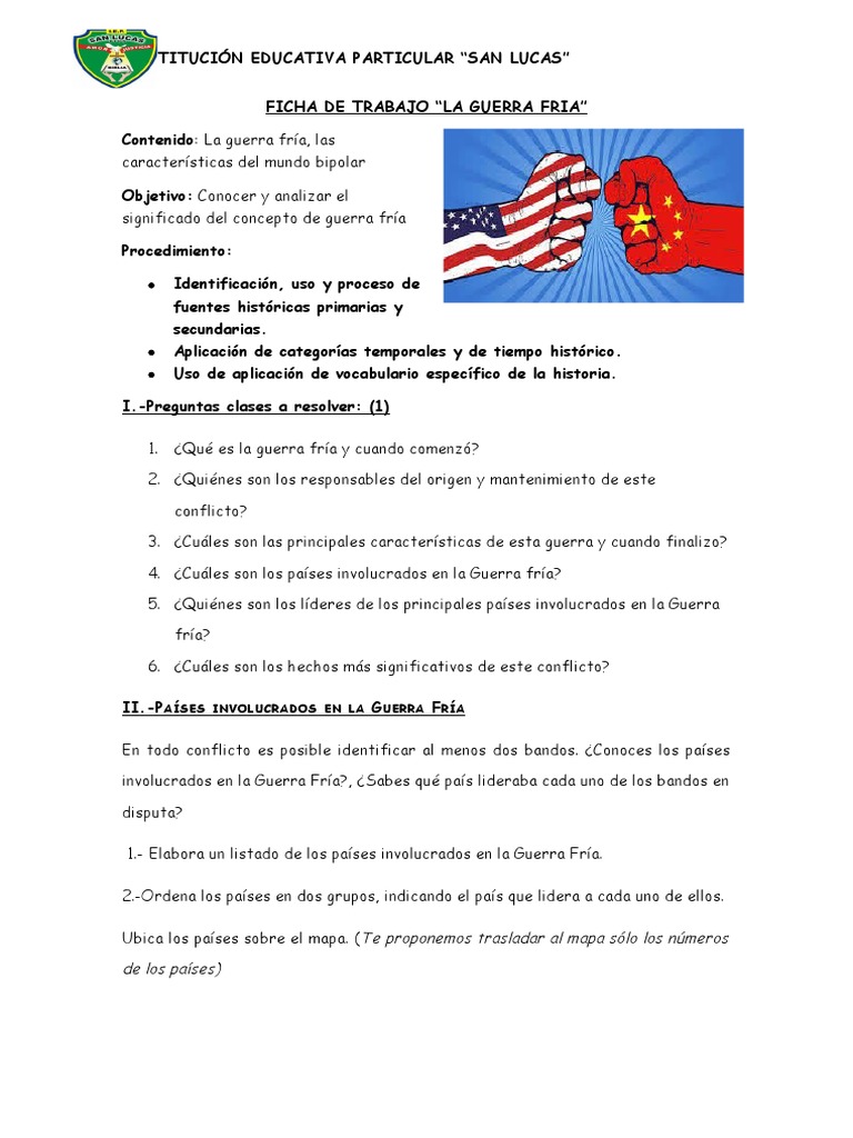 Ficha La Guerra Fria 5to | PDF | Unión Soviética | Política mundial