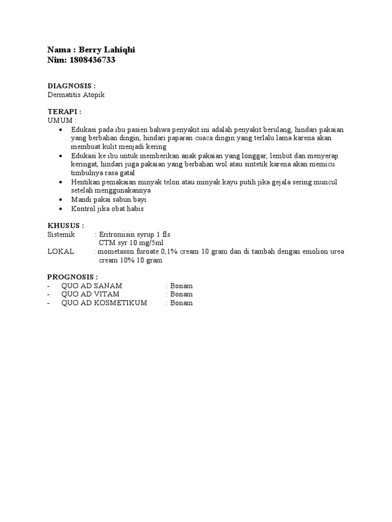 Resep Dermatitis Atopic | PDF