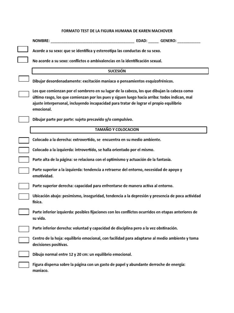 Test de Figura Humana de Machover | PDF | Masculinidad | Esquizofrenia