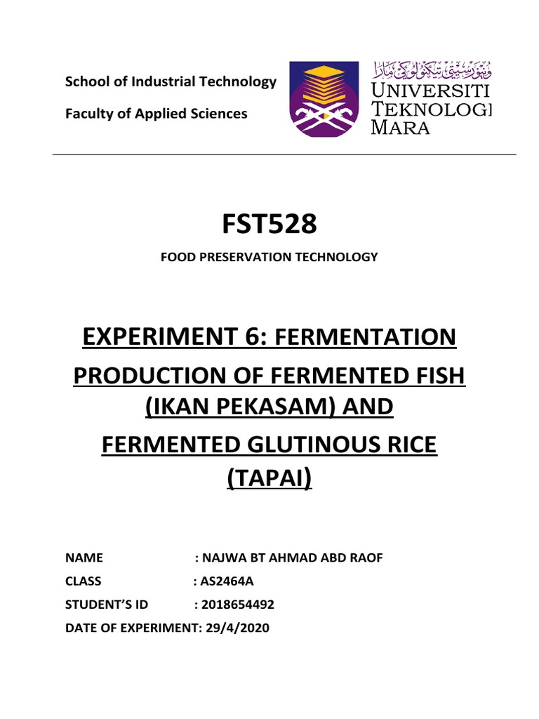 Exp6 Fermentation of Ikan and Tapai | PDF | Fermentation | Food And Drink