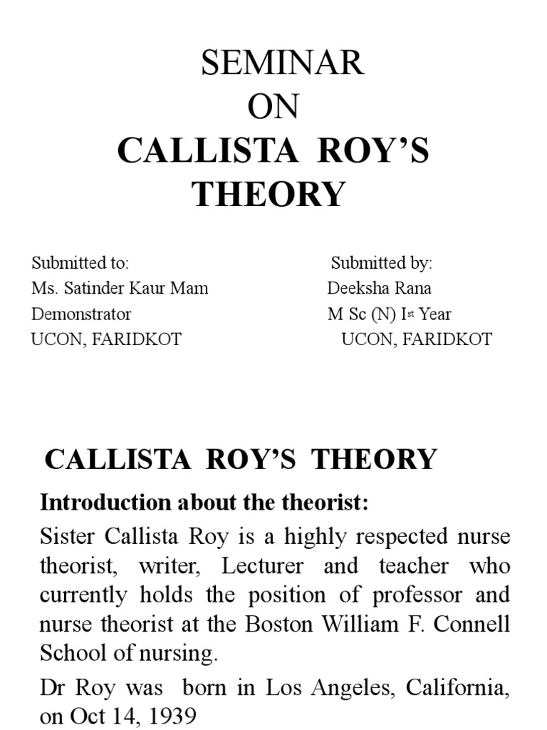 Callista Roy's Adaptation Model Overview | PDF | Theory | Nursing