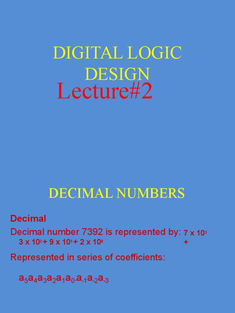 Digital Logic Design Lecture2 Pdf 