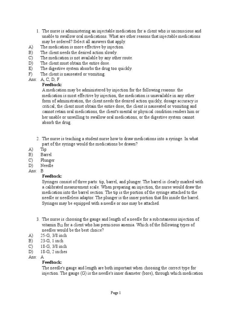 Injectable Medication Administration Guide | PDF | Intravenous Therapy ...