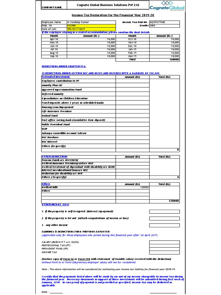 Copy - of - IT - Declaration - Form - 2019-20 | PDF | Life Annuity ...