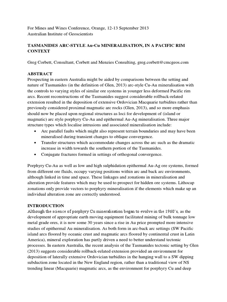 Tasmanides Au-Cu Mineralisation Insights | PDF | Fault (Geology ...