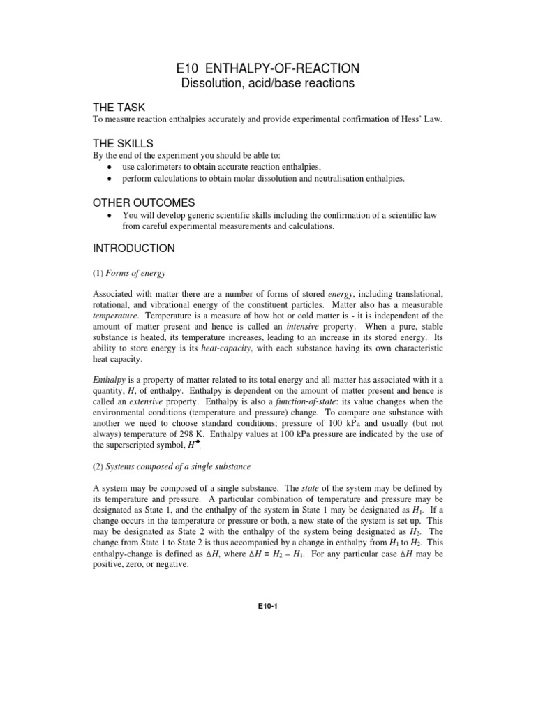 Measuring Reaction Enthalpies Through Calorimetry Experiments A Guide To Determining Enthalpy