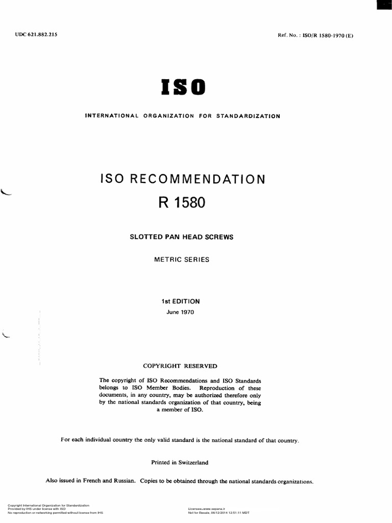 Iso R 1580 | PDF | International Organization For Standardization ...