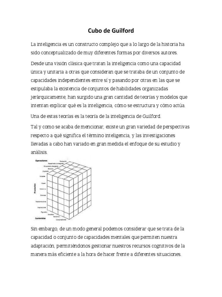 Cubo de Guilford | PDF | Inteligencia | Mente