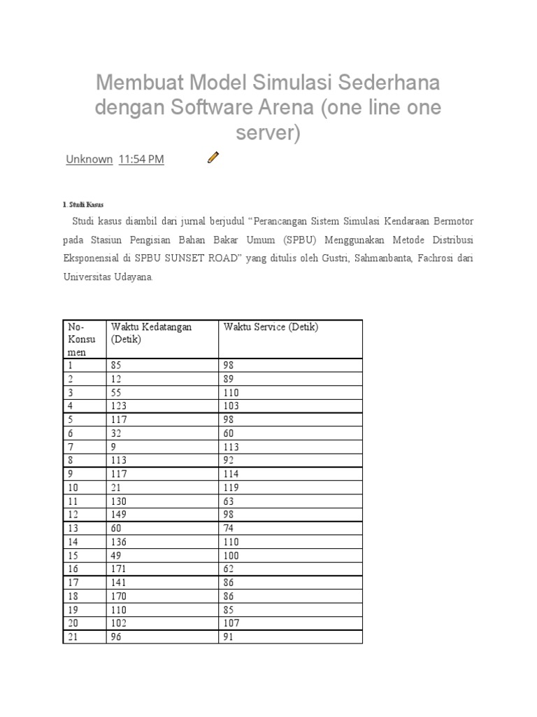 Membuat Model Simulasi Sederhana Dengan Software Arena | PDF