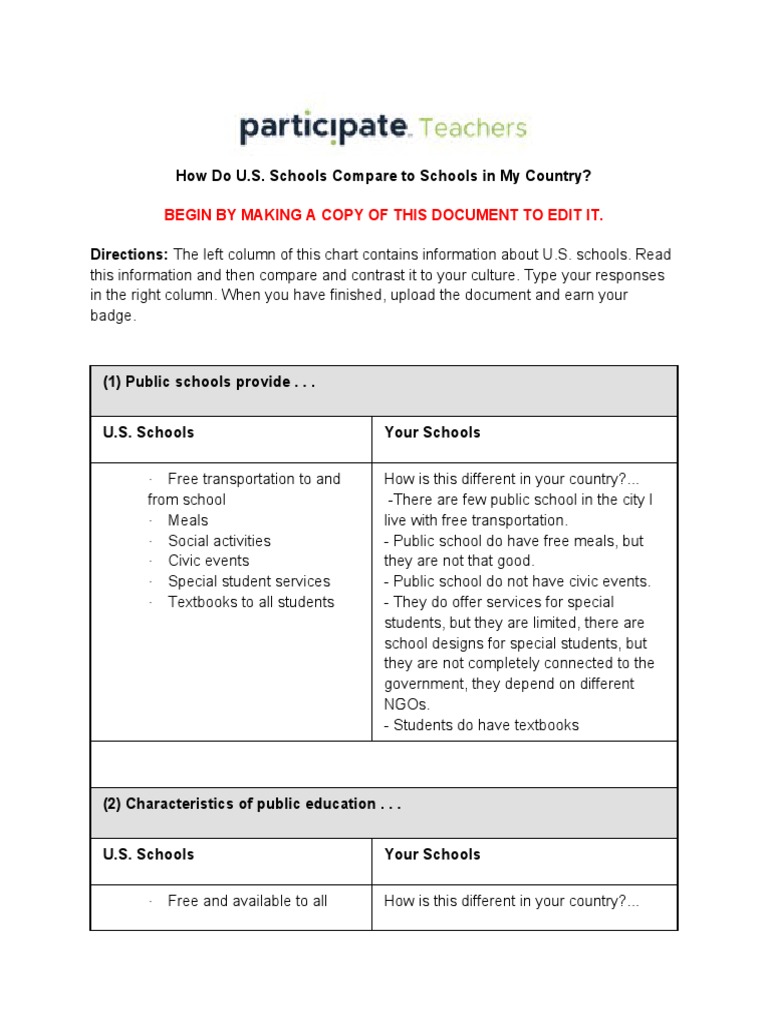 Comparing Schools Assignment - Elementary | Download Free PDF | Schools ...