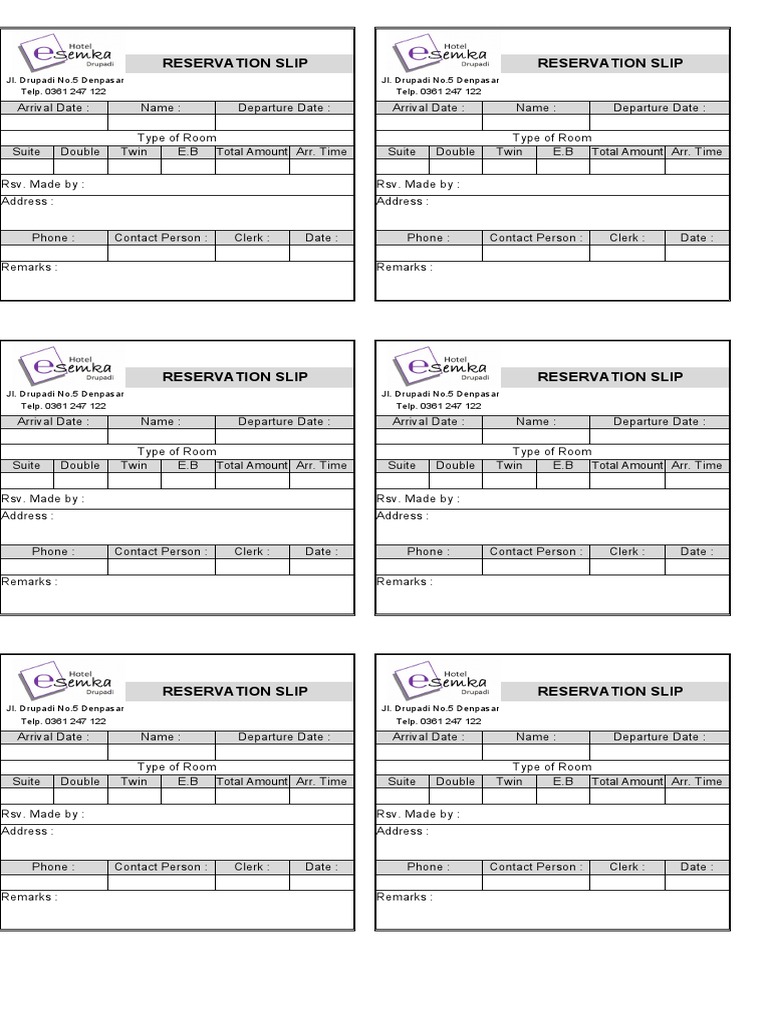 Reservation Slip Reservation Slip: Total Amount Total Amount | PDF