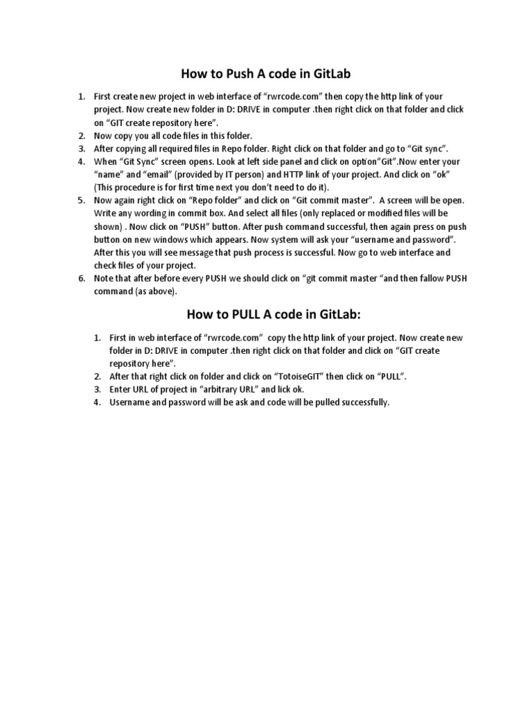 GitLab PULL and PUSH Procedure | PDF | Computers