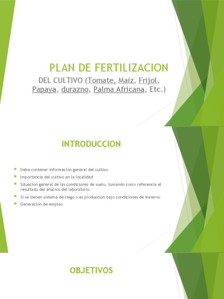 Plan de Fertilizacion Por Cultivo | PDF | Fertilizante | Suelo